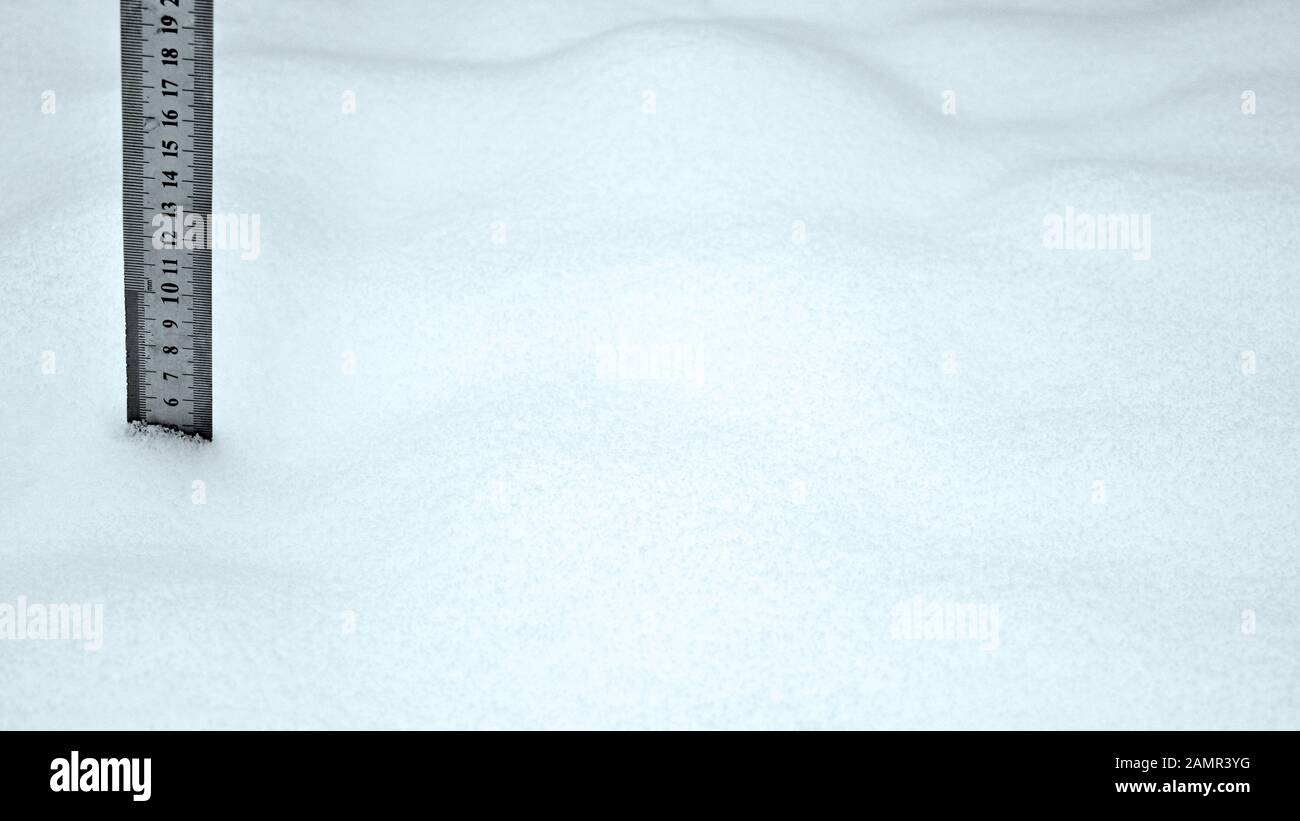 photo with a centimeter ruler as an indicator of snow depth Stock Photo ...
