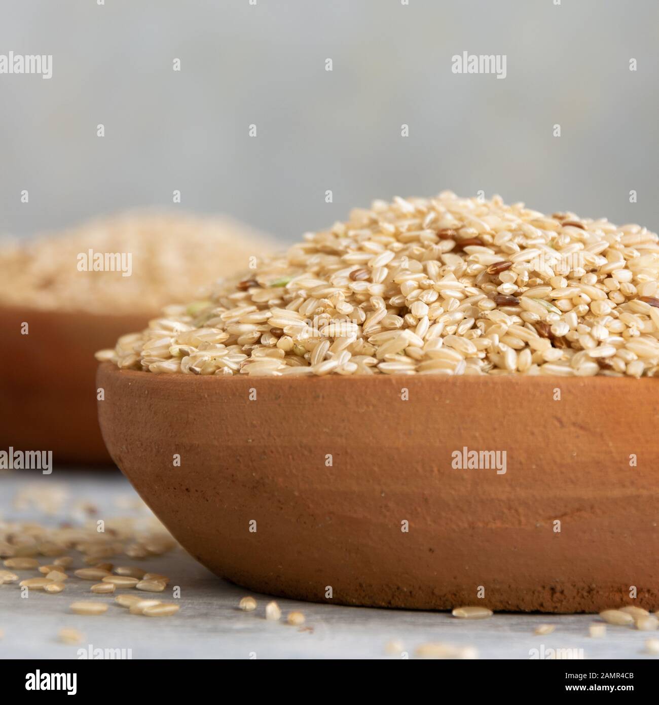 Biological brown rice, whole grain uncooked cereal ingredient Stock ...
