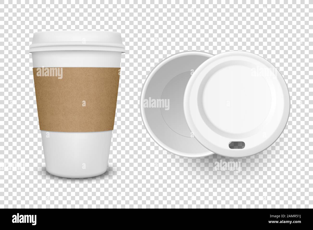 Vector 3d Realistic Disposable Opened and Closed Paper, Plastic Coffee ...