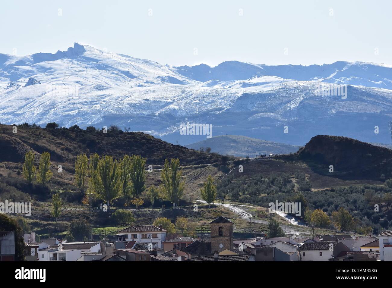 Valleys and mountains with various types of trees in a natural park of ...