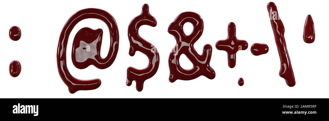 Creepy letters made from red fresh blood. 3d render isolated on white ...