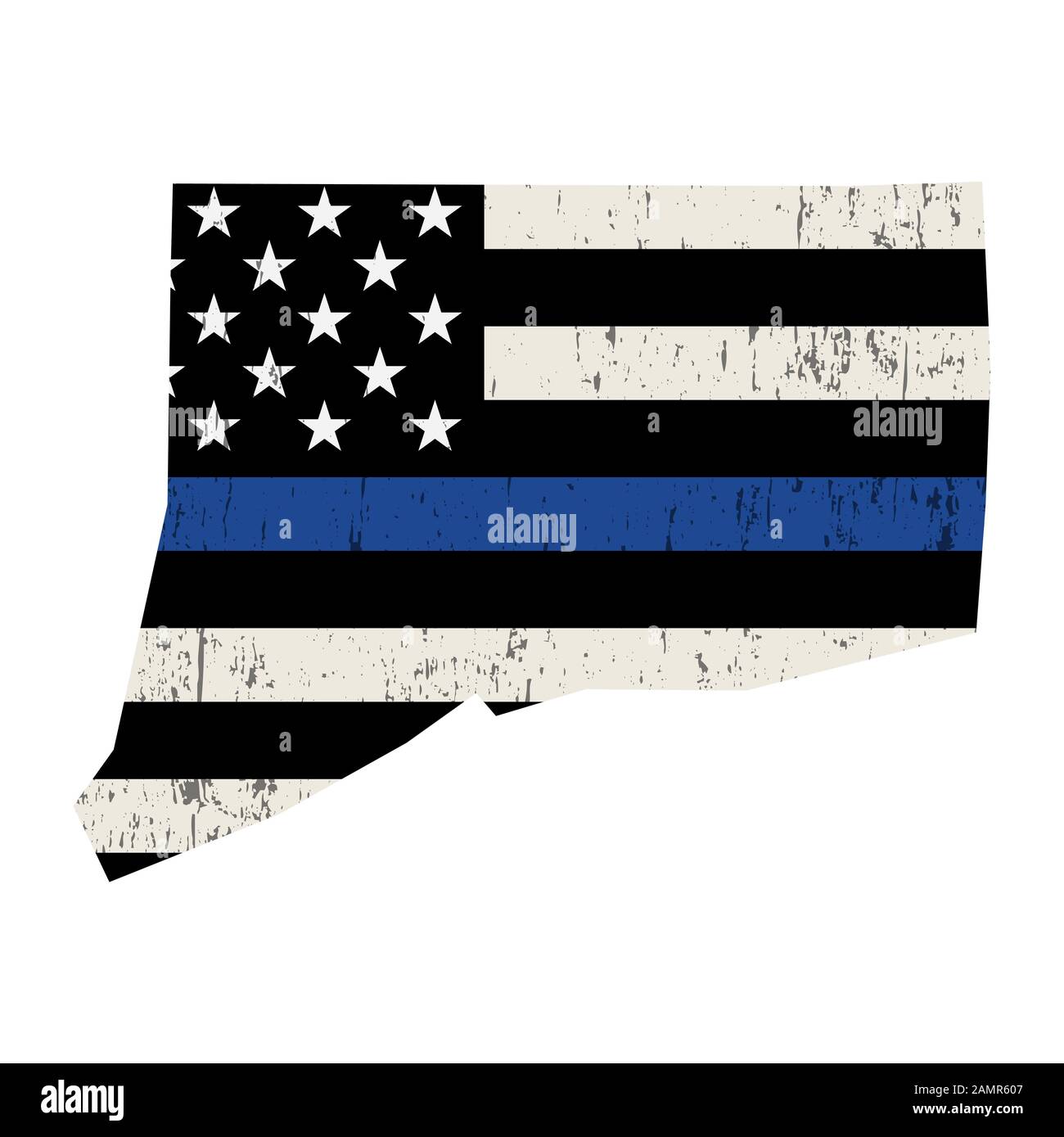 A police support flag in the shape of the state of Connecticut ...
