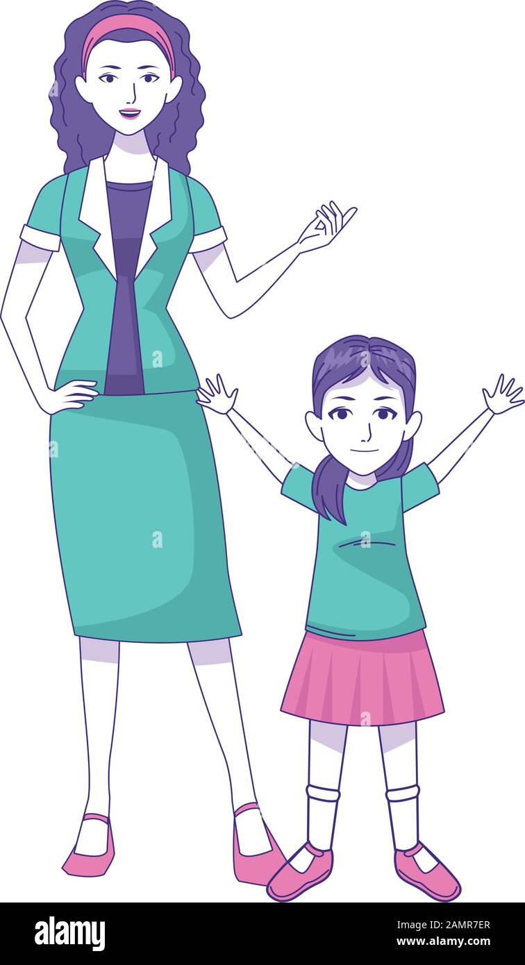 woman and little girl icon, flat design Stock Vector Image & Art - Alamy
