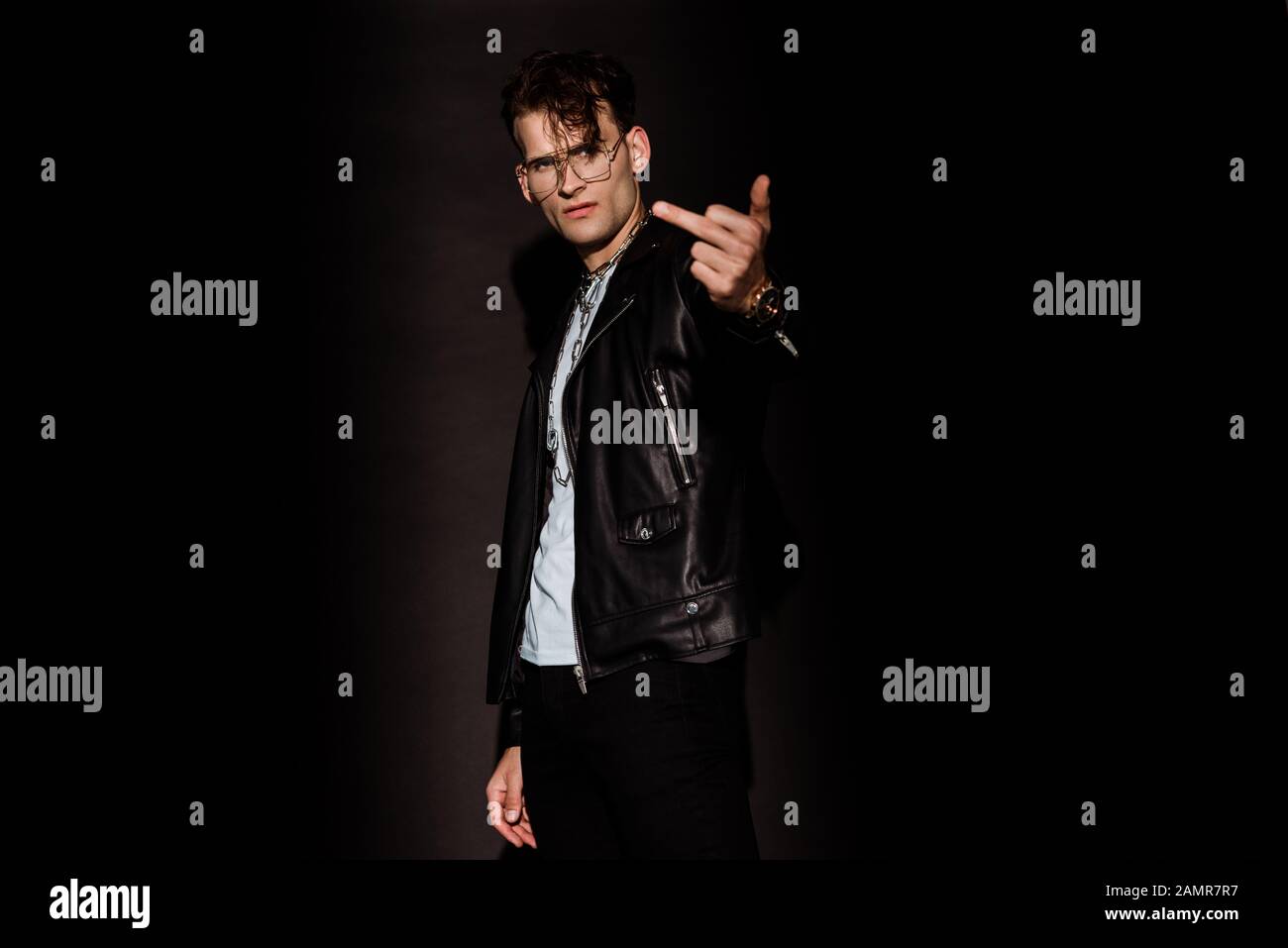 Black man showing the middle finger hi-res stock photography and images ...