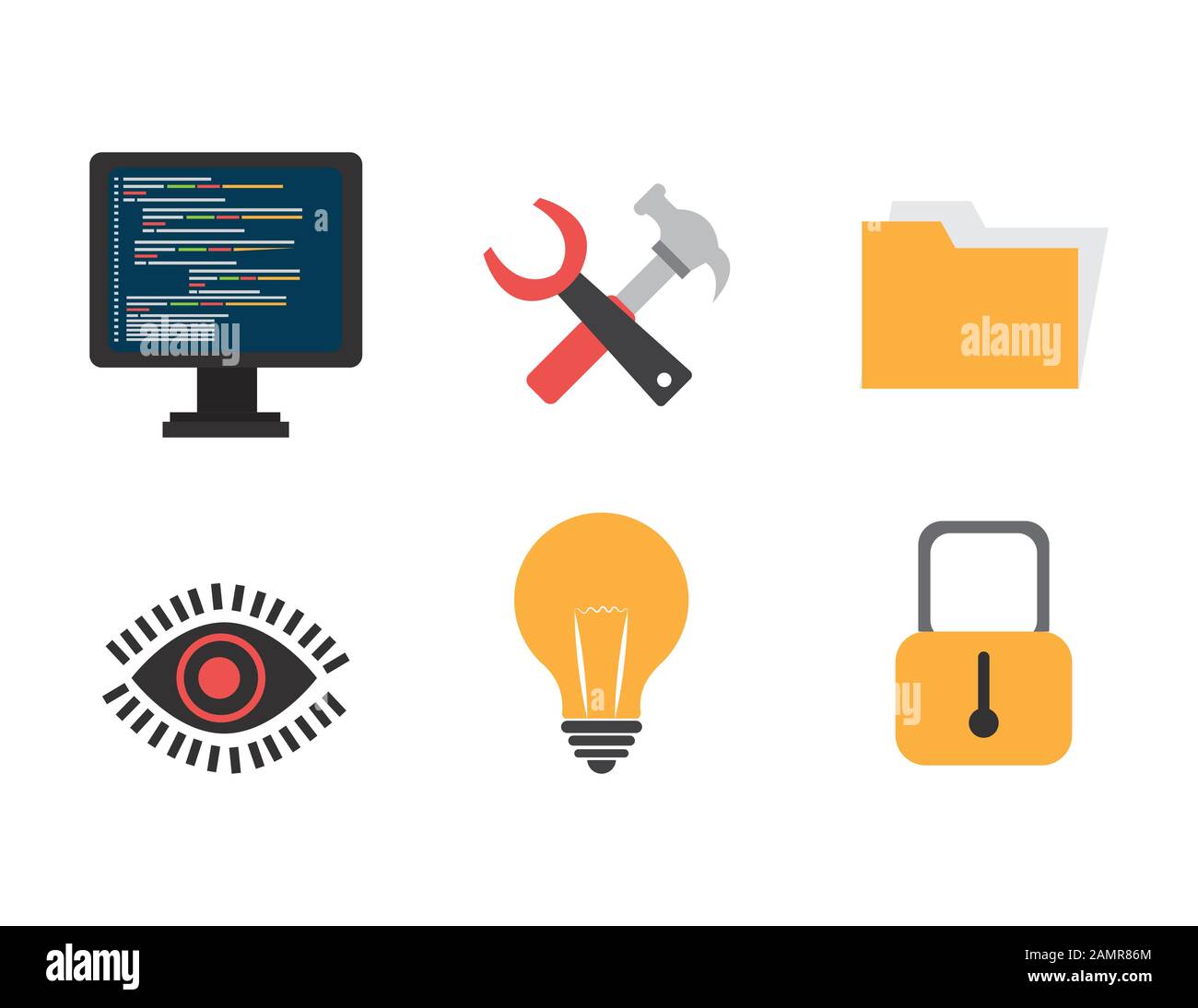 laptop computer with set icons Stock Vector Image & Art - Alamy