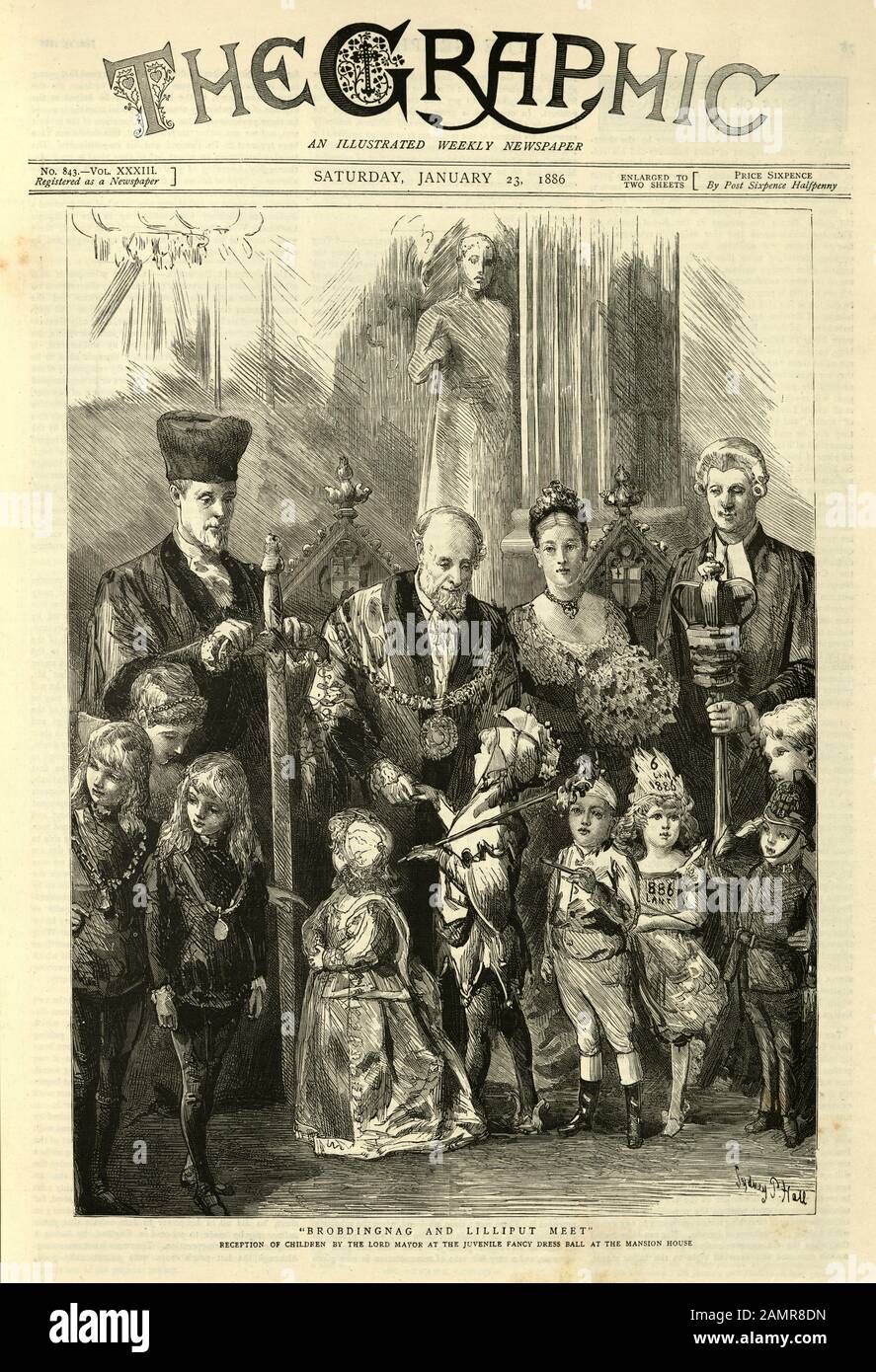 front page of the Graphic Illustrated Newspaper, 1886. Brobdingnag and ...