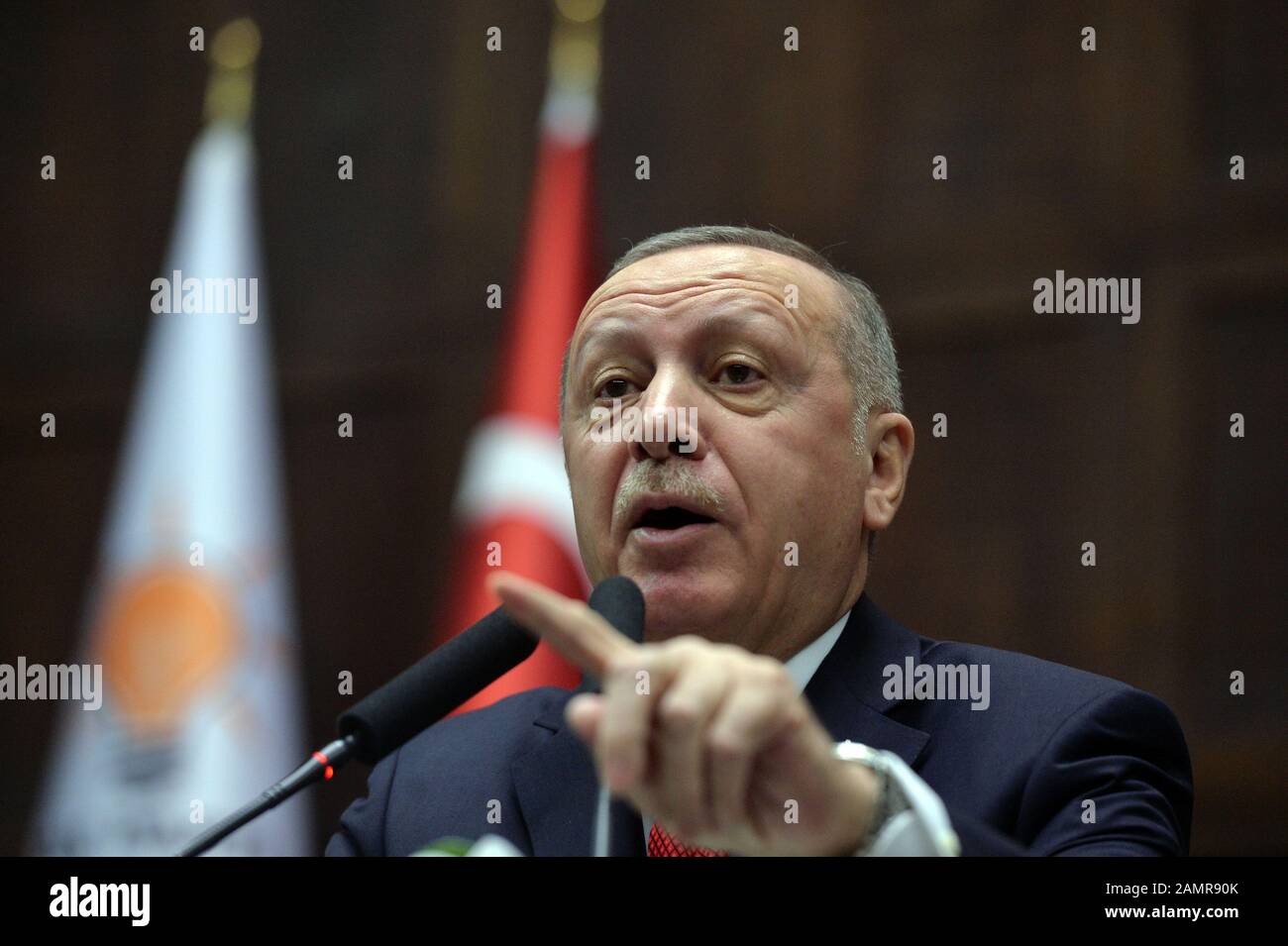 Ankara, Turkey. 14th Jan, 2020. Turkish President Recep Tayyip Erdogan ...