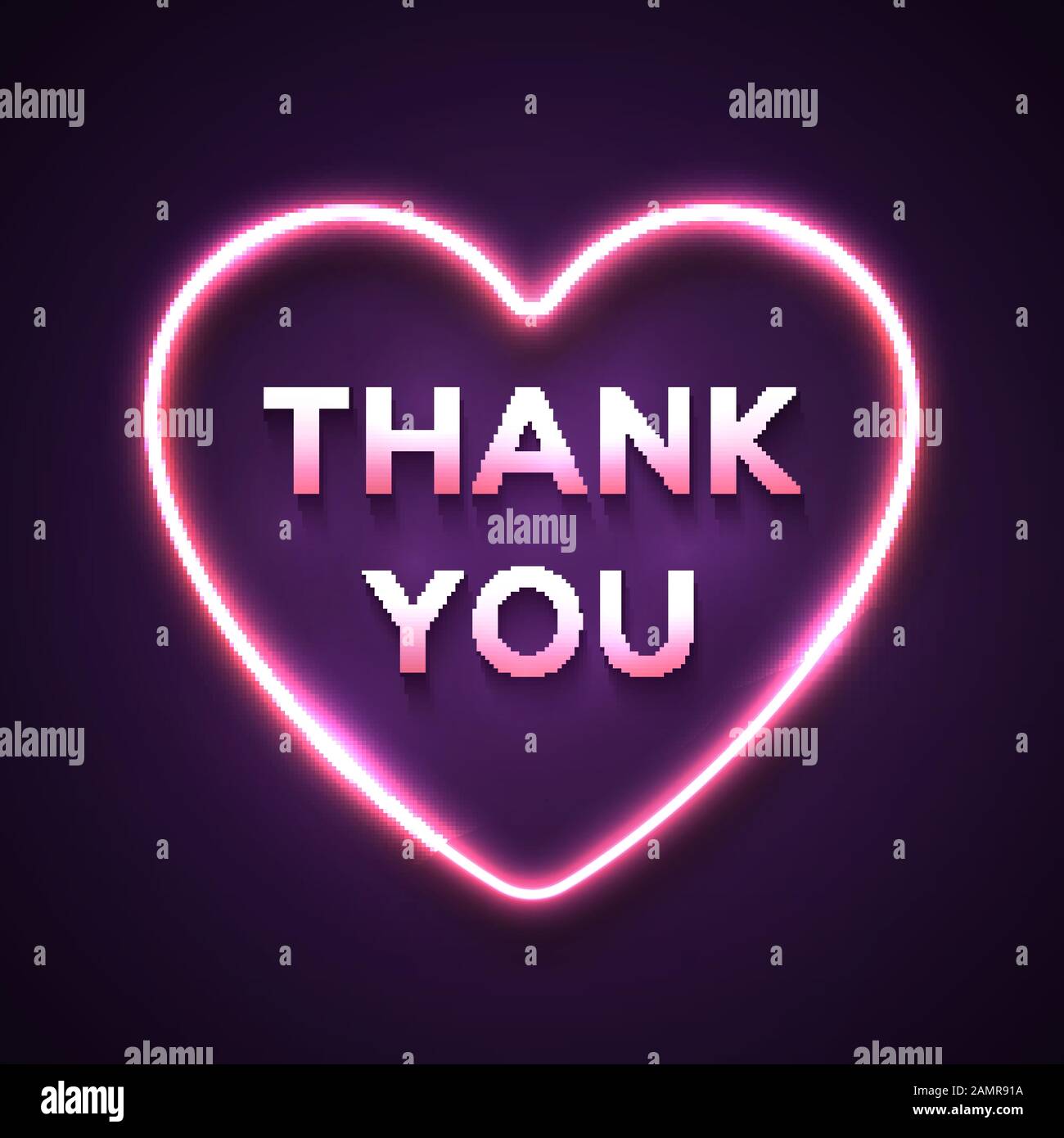 Neon light realistic words Thank You in bright electric wiring glowing ...