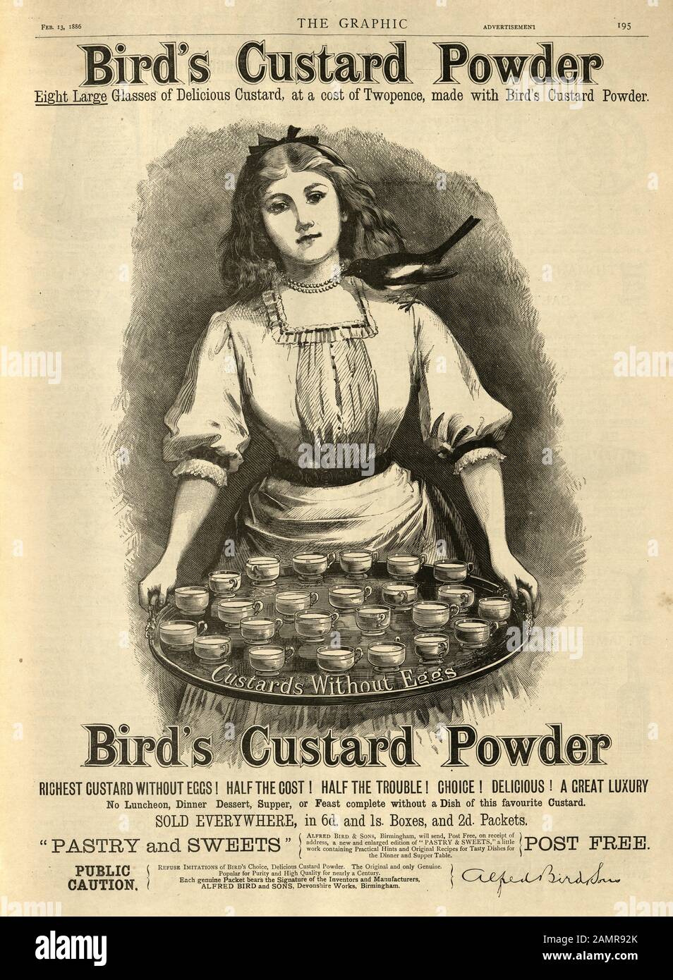 Victorian advert for Bird's Custard Powder, 1886, 19th Century Stock ...
