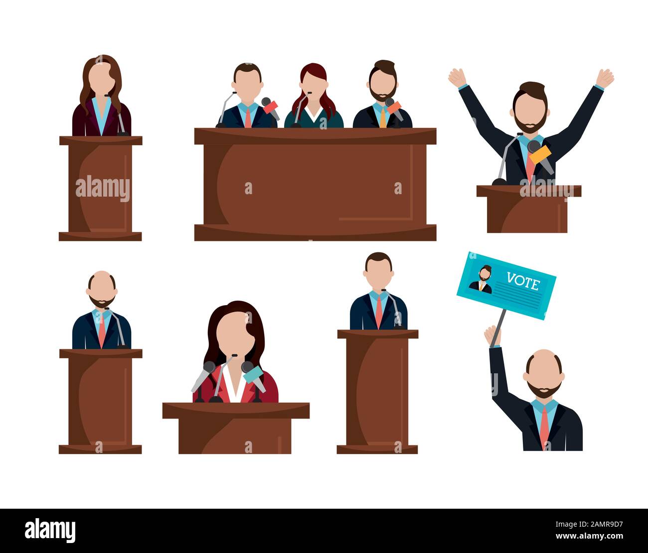 podium voting candidates set icons Stock Vector Image & Art - Alamy