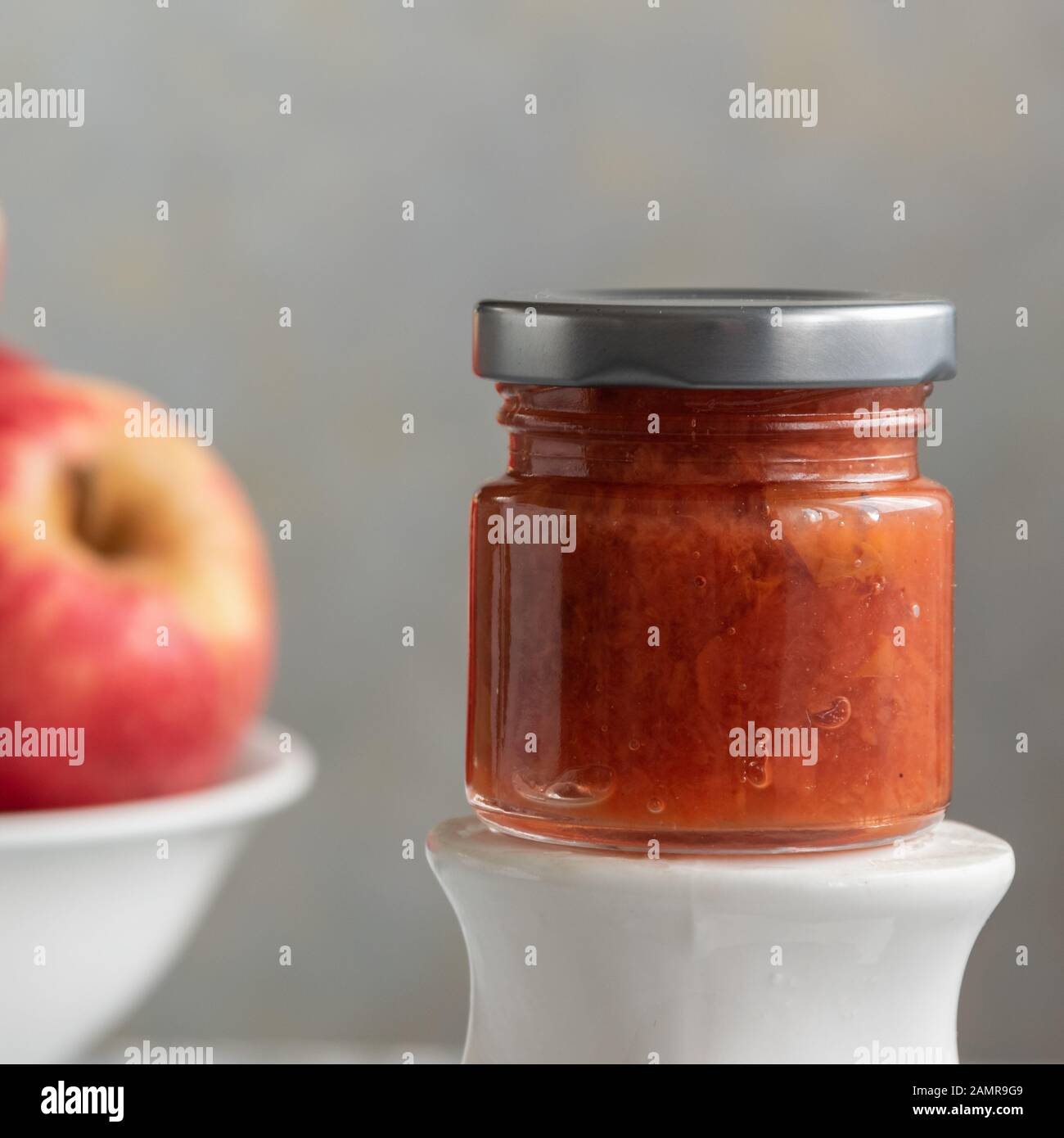 Homemade jam with biological red apples, fresh fruits marmalade Stock ...