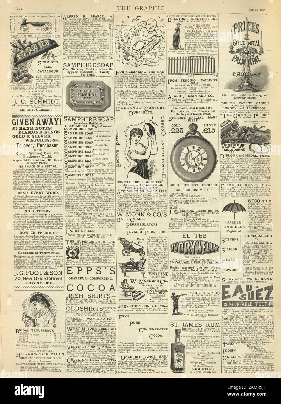 Page pf Newspaper adverts from the Graphic, 1886, Soap, Guns, Corset ...