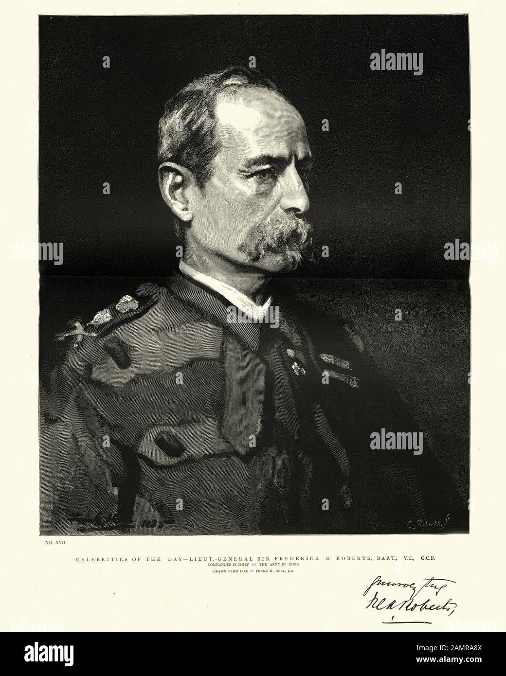 Vintage engraving of Field Marshal Frederick Sleigh Roberts, a British ...