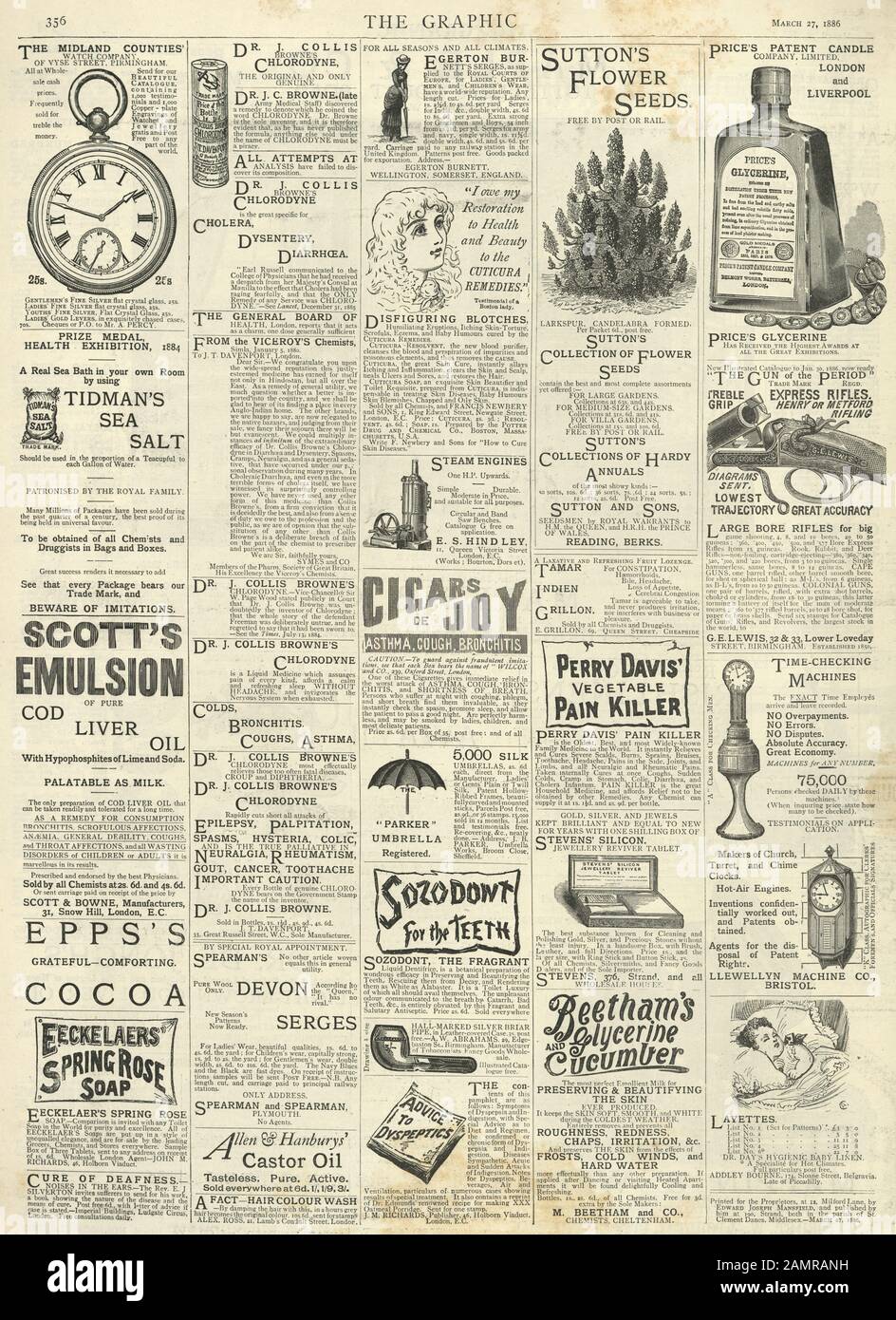 Page of adverts from the Graphic illustrated newspaper, 19th Century ...