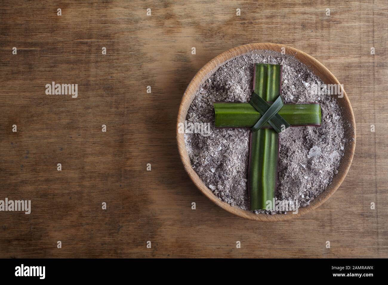 Ash wednesday, crucifix made of ash, dust as christian religion. Lent ...
