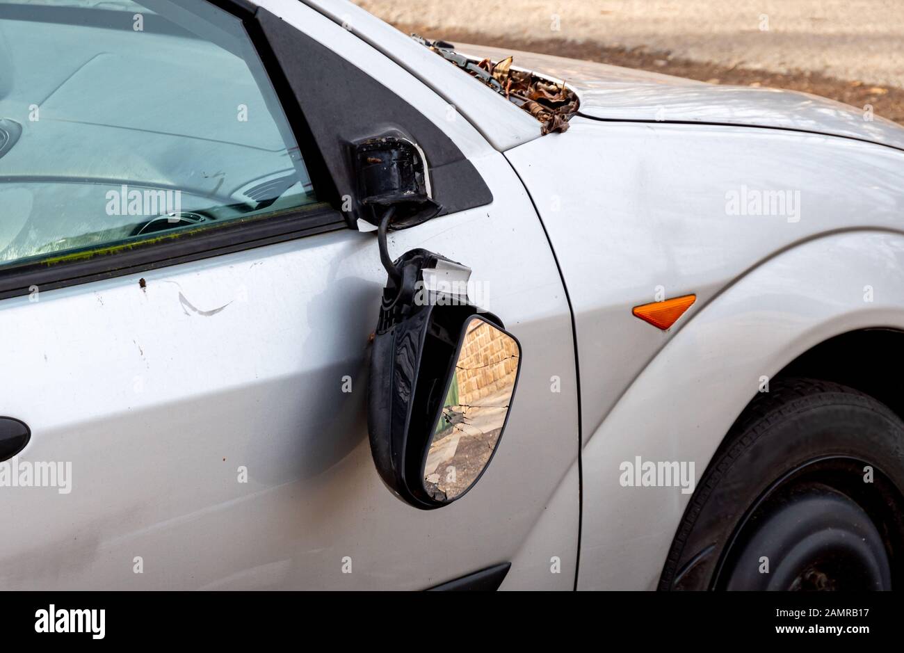 Traffic accident with the outside mirror of a car Stock Photo - Alamy