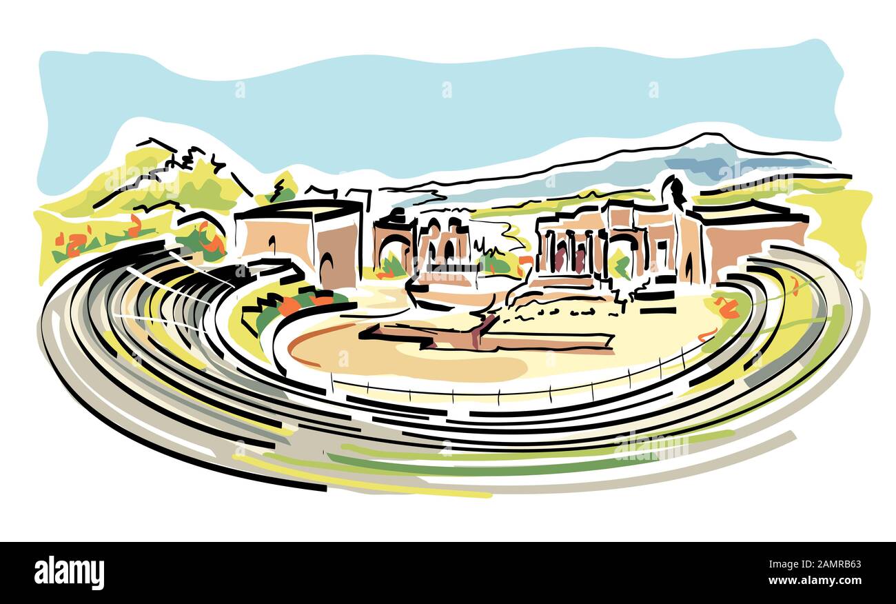 Ancient greek theatre drawing hi-res stock photography and images - Alamy
