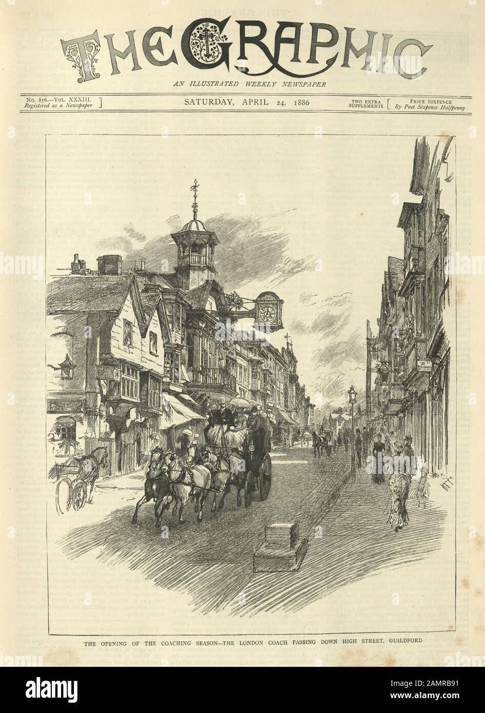 Front page of the Graphic Illustrated newspaper, 1886. Opening of the ...