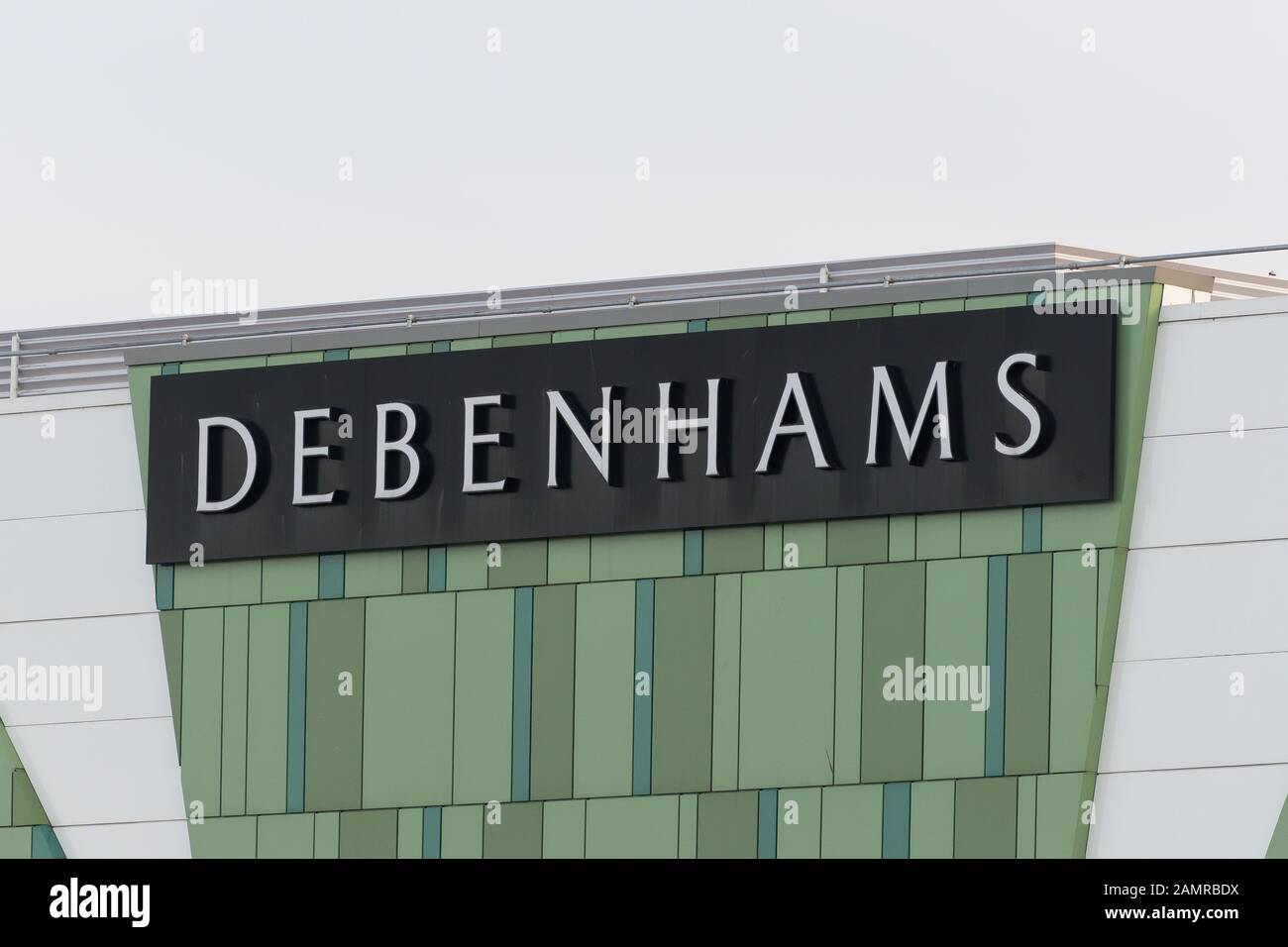 A close-up of a Debenhams store sign in the UK Stock Photo - Alamy
