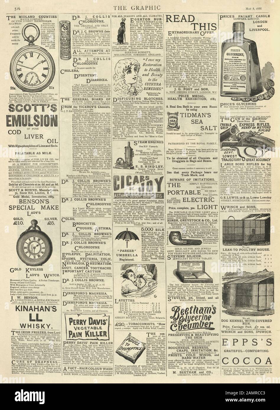 Page of newspaper adverts from the Graphic illustrated newspaper, 1886 ...