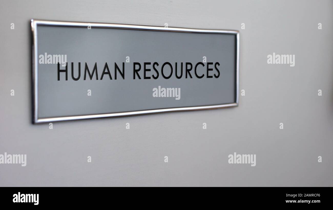 Human resources office door, competition for position, hr management ...