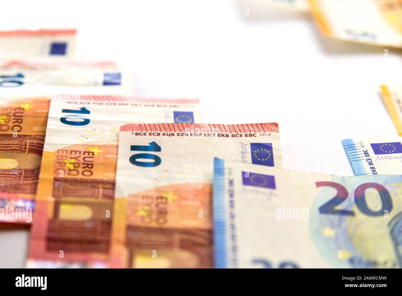 Euro banknotes isolated over white with clipping path Stock Photo - Alamy