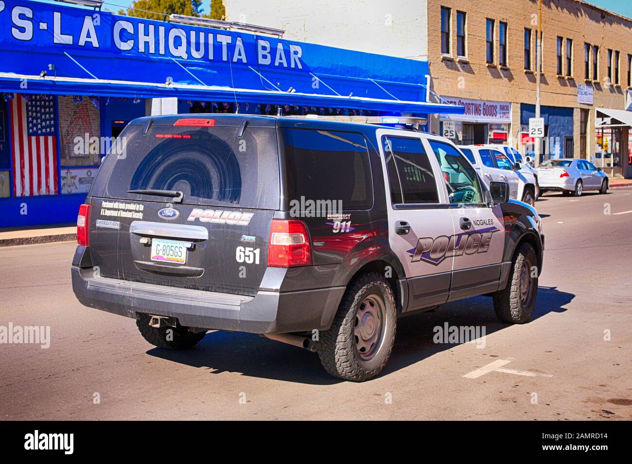 Black and White Police vehicle of the Nogales Police Department in ...