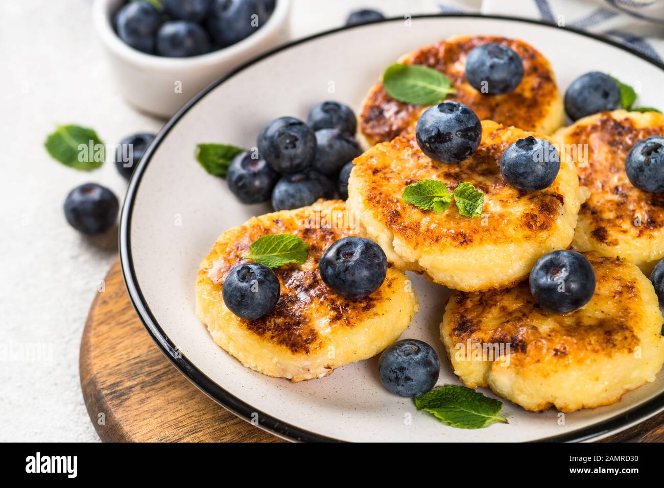 Cottage cheese pancakes Stock Photo - Alamy