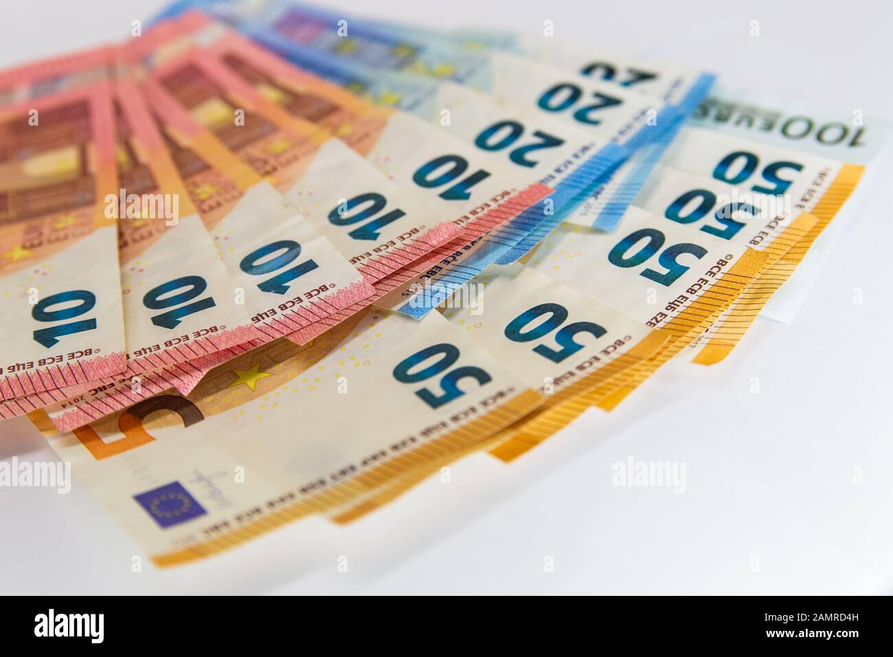 Euro banknotes isolated over white with clipping path Stock Photo - Alamy