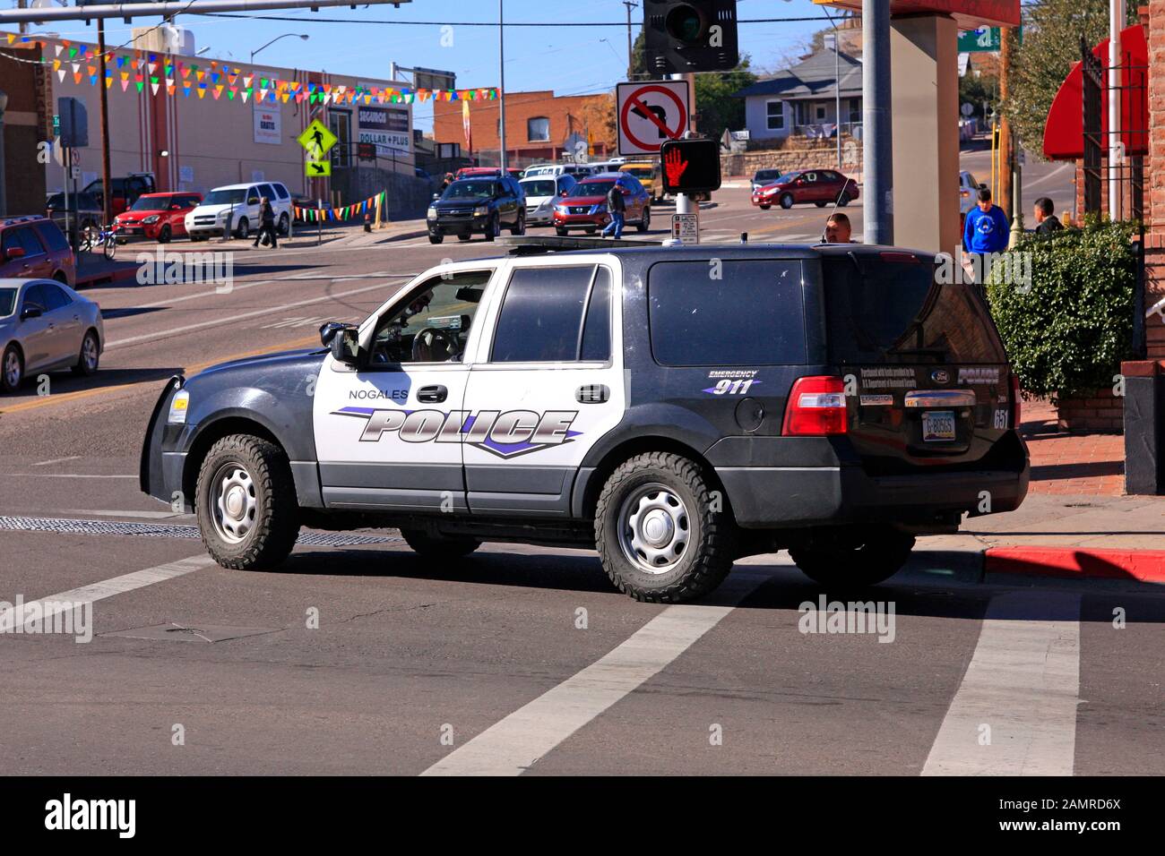 Black and White Police vehicle of the Nogales Police Department in ...