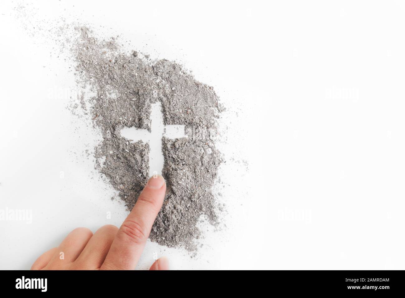 Cross made of ashes, Ash Wednesday, Lent season abstract background ...