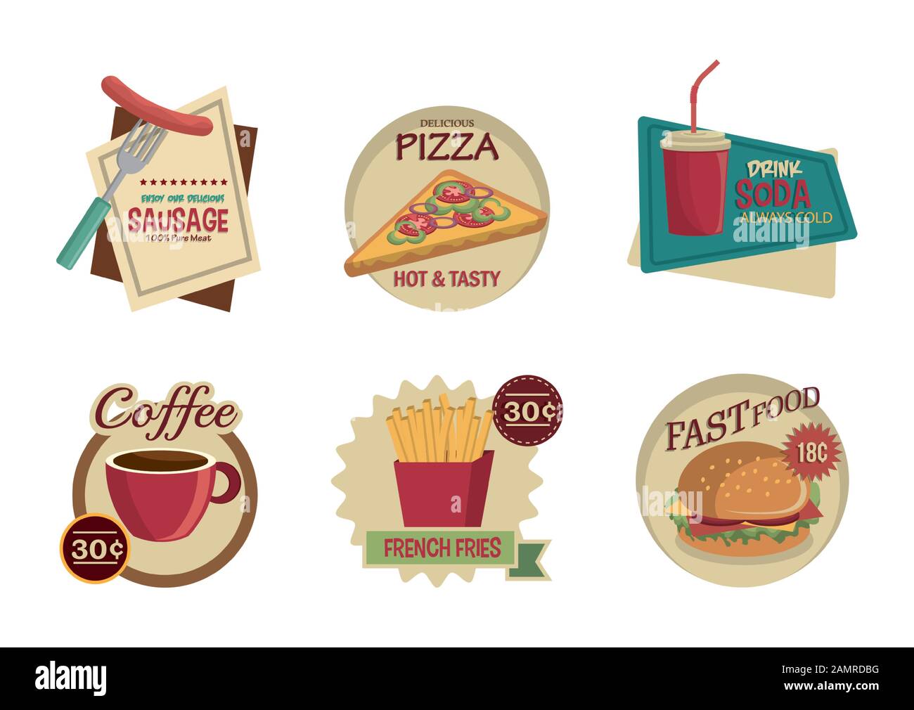 bundle of fast food labels Stock Vector Image & Art - Alamy