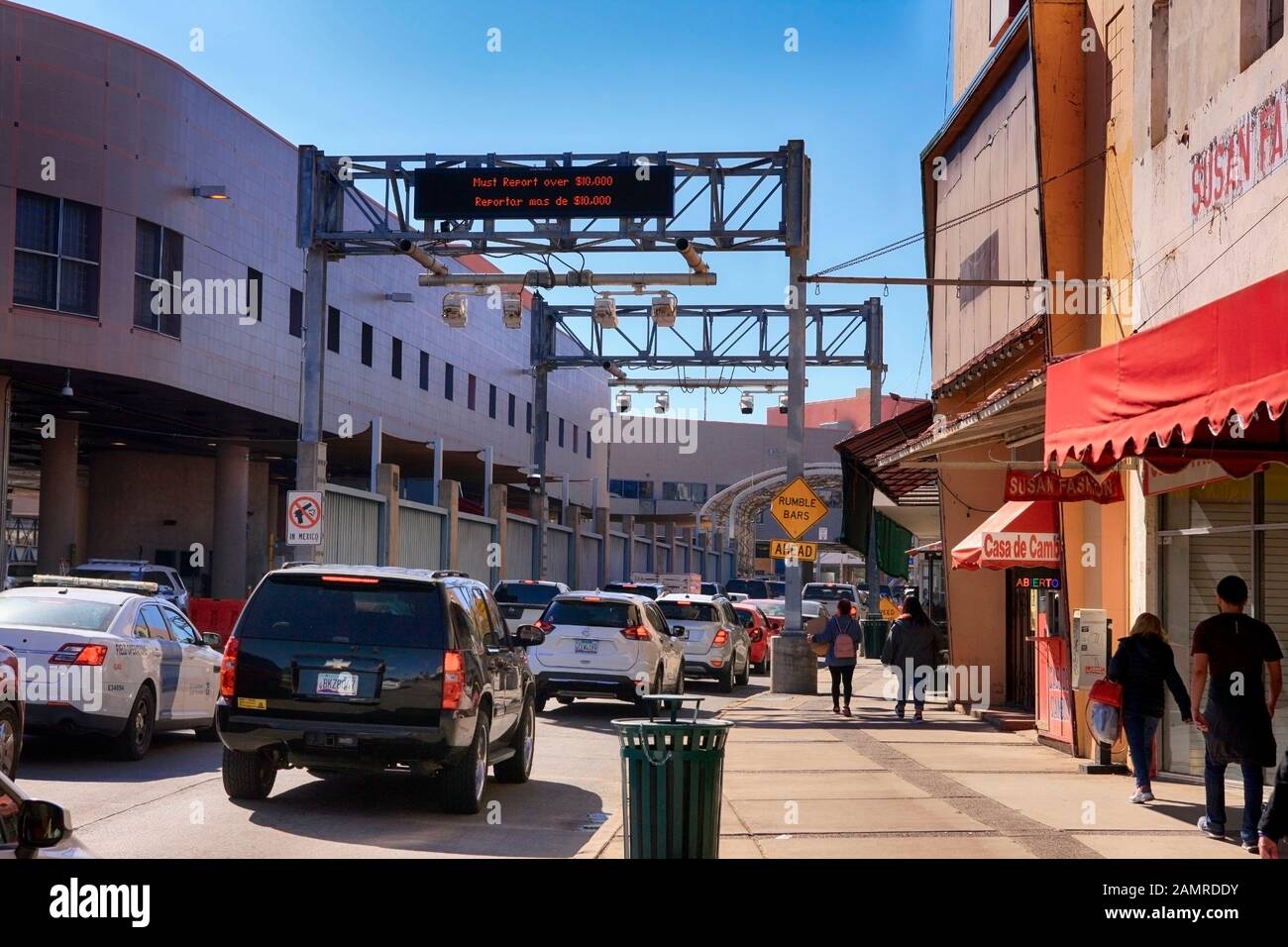 Vehicles passing through the U.S. Customs and Border Protection zone at ...