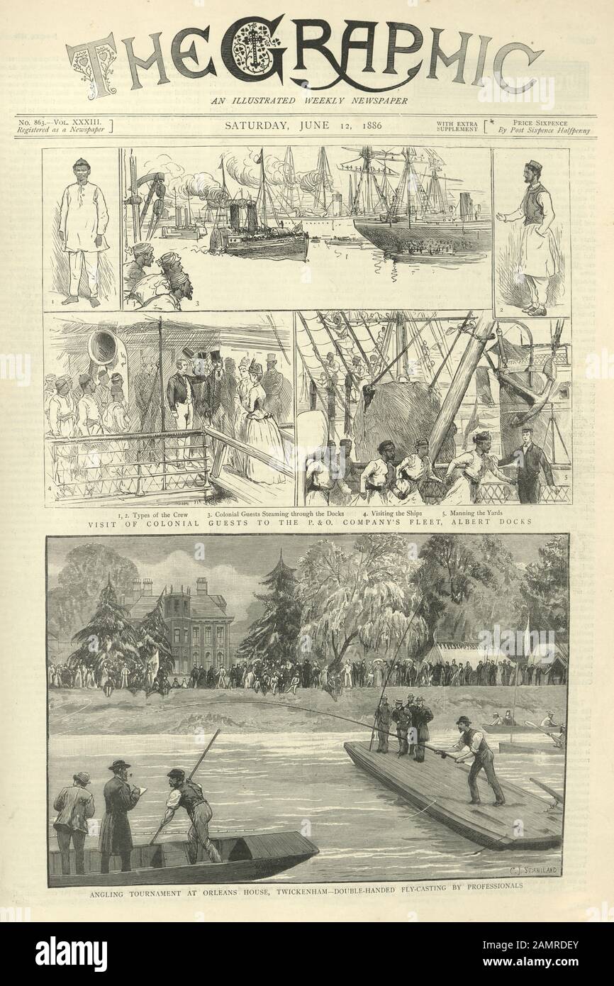 front page f the Graphic illustrated newspaper 1886. P & O colonial ...