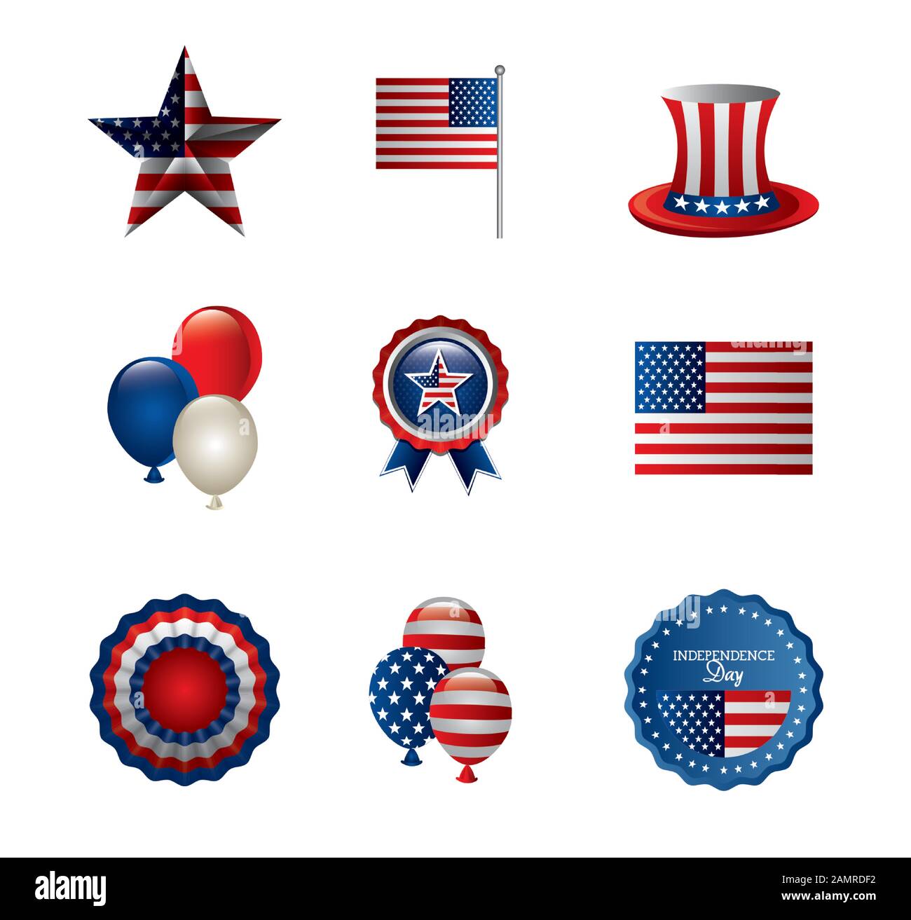Set patriotic icons independence Cut Out Stock Images & Pictures - Alamy