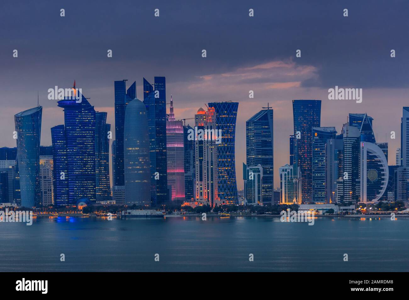 architecture of Doha at night. Doha, Ad-Dawhah, Qatar Stock Photo - Alamy