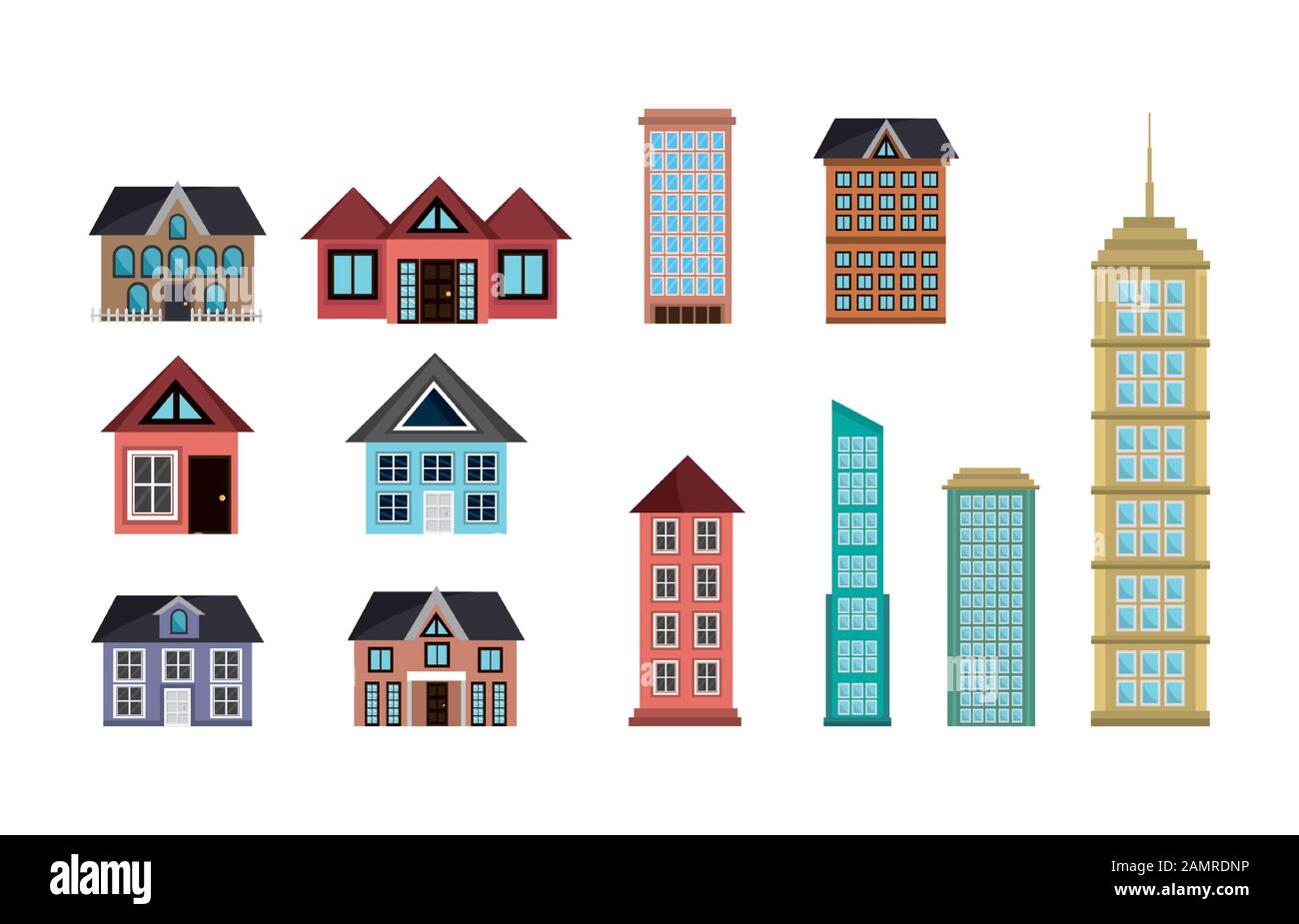 Traditional facade residential buildings Stock Vector Images - Alamy