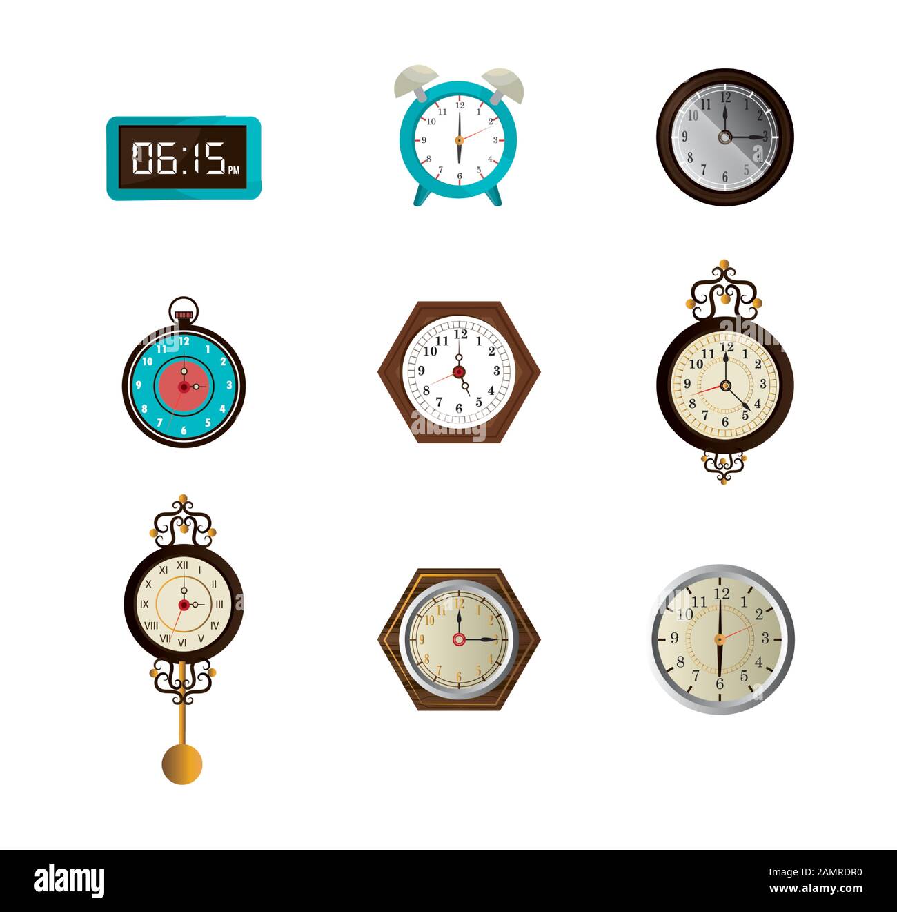 bundle of clocks different icons Stock Vector Image & Art - Alamy