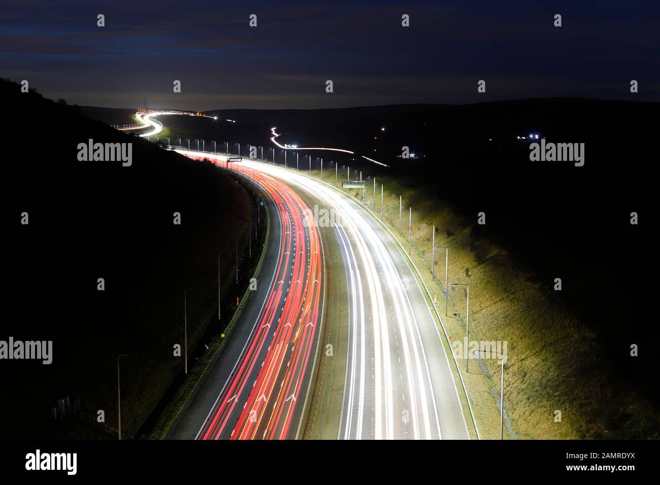 The M62 motorway from Scammonden Bridge near Saddleworth Moor Stock ...