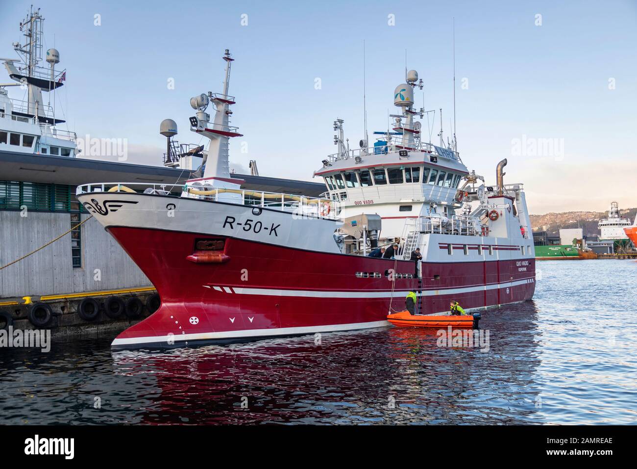 Combined trawler and fishing boat Quo Vadis in port of Bergen, Norway ...