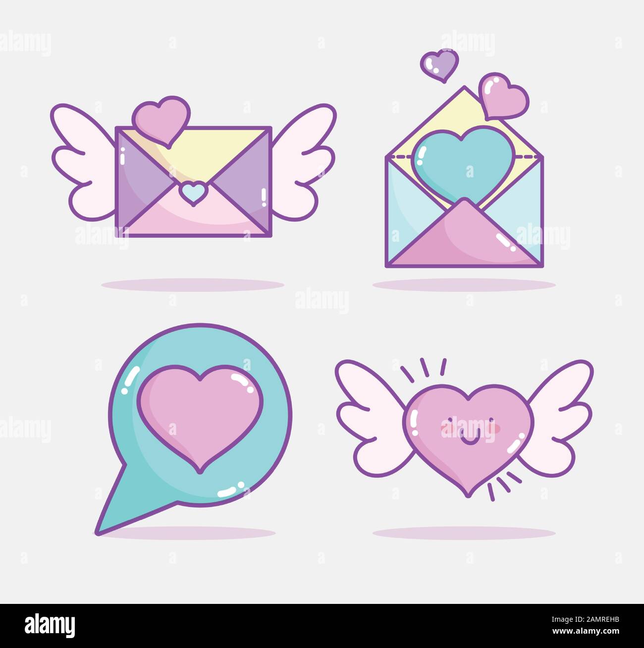 happy valentines day, cute mail heart wings message letter romantic ...