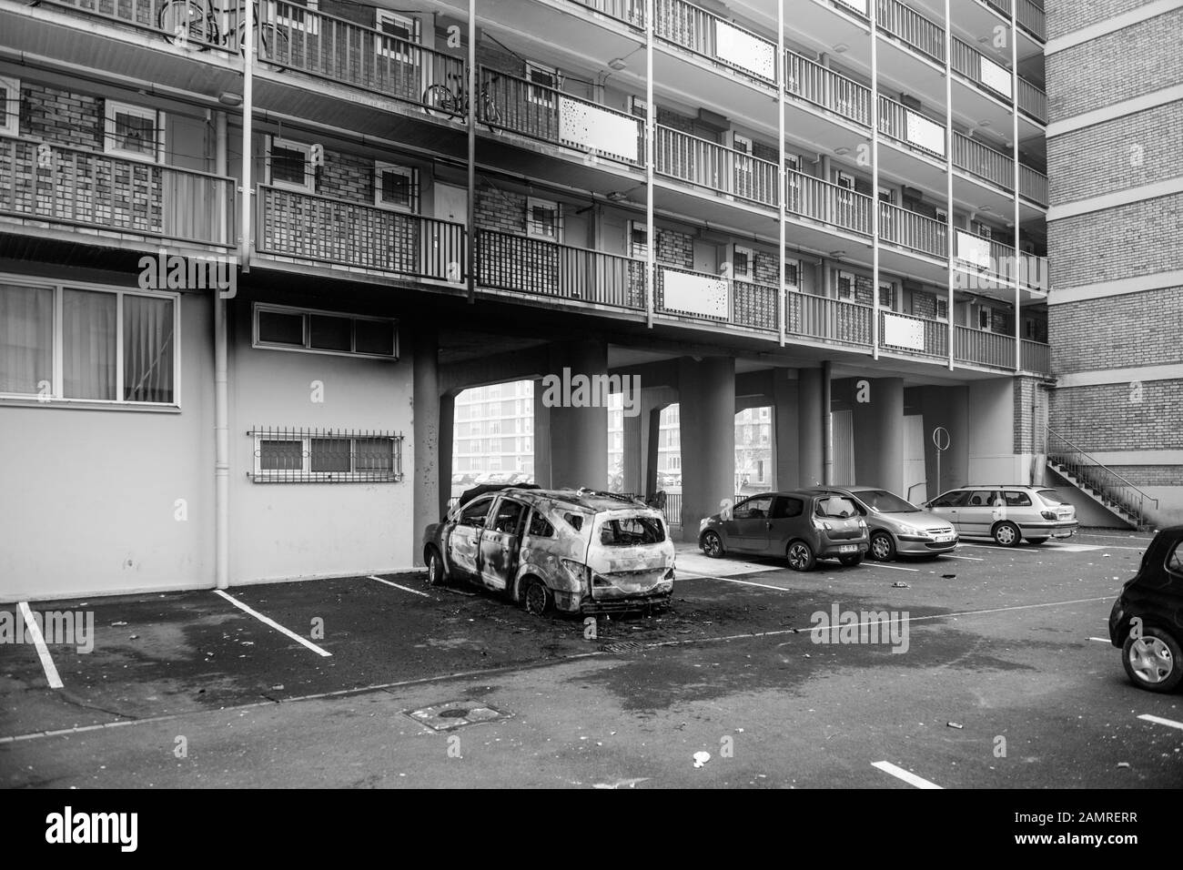 Strasbourg, France - Jan 1, 2020: Black and white image of Rear view of ...