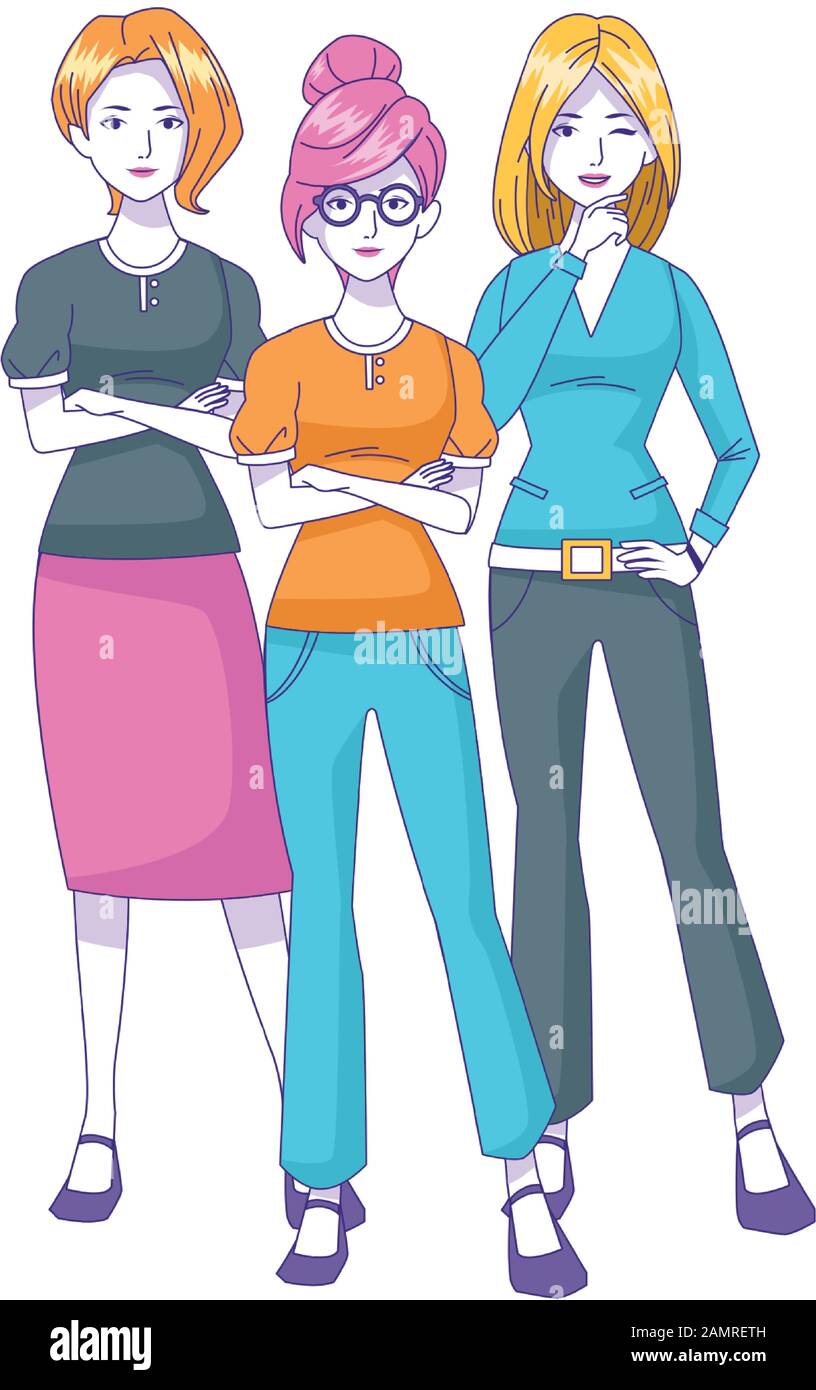 three women standing icon, flat design Stock Vector Image & Art - Alamy