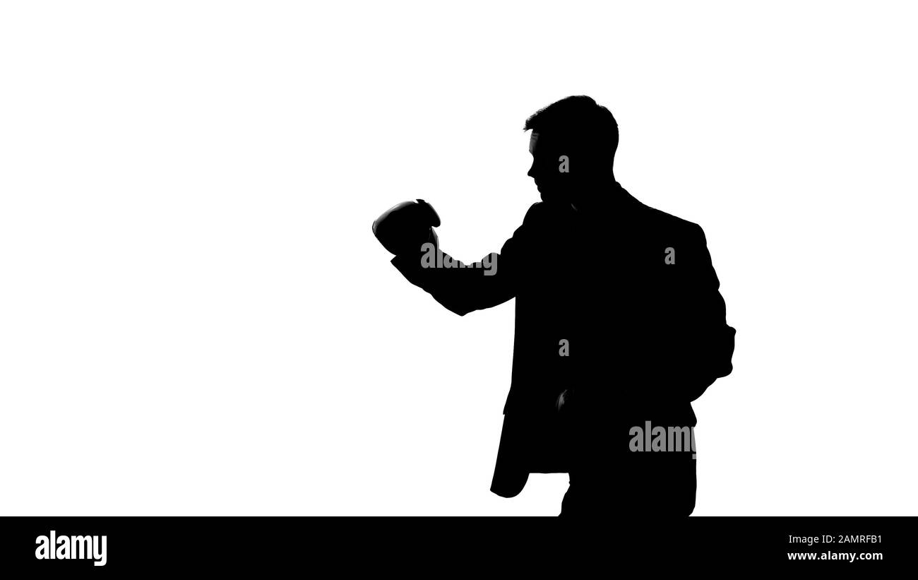 Shadow of honest politician trying to fight corruption, shadow boxing ...