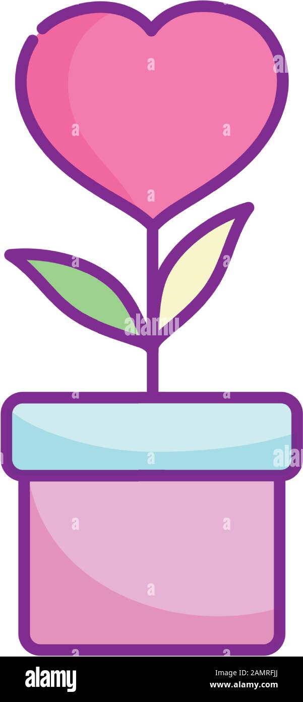 happy valentines day, potted flower shape heart decoration vector ...