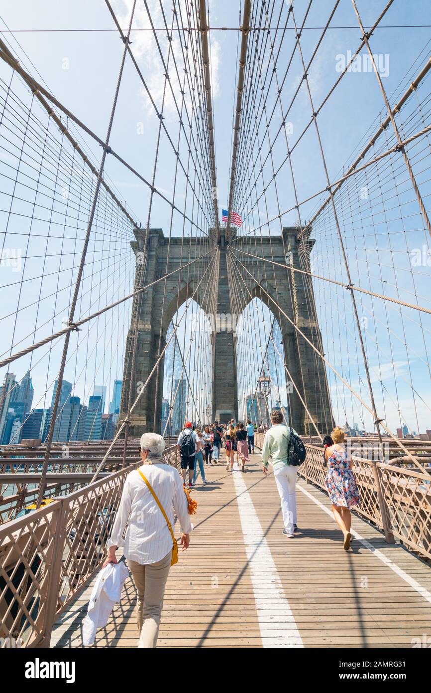 New York City/USA - May 26, 2019 . Pedestrian path across Brooklyn ...