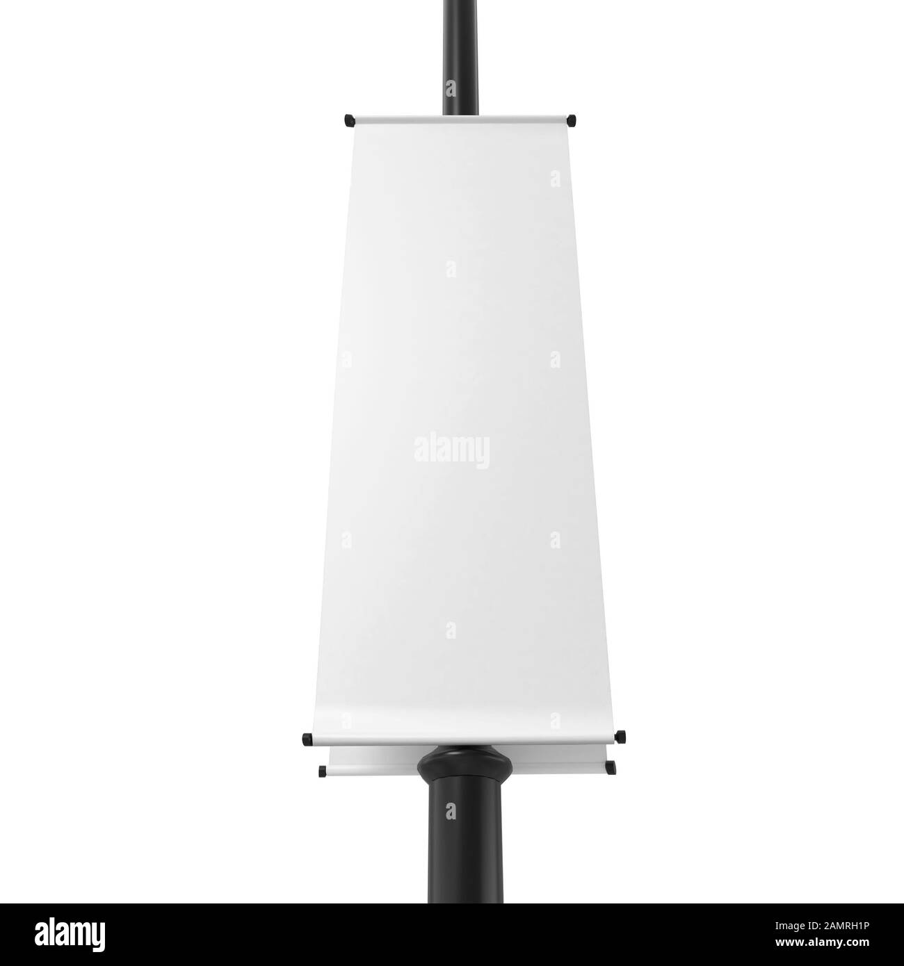 White Lamp Post Banner Mockup, blank advertisment 3d Rendering isolated ...