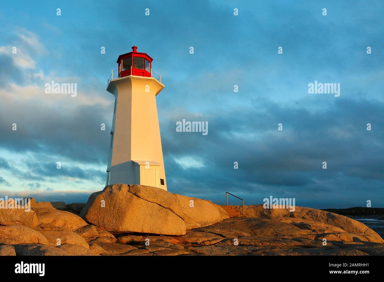 Lighthouse at Peggys Cove at Sunrise, Nova Scotia, Canada. Peggys Cove ...