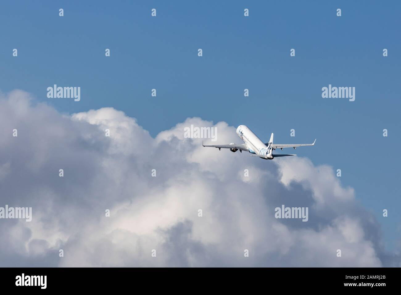 Flybe Embraer E175 taking off on May 2nd 2018 from Birmingham Airport ...