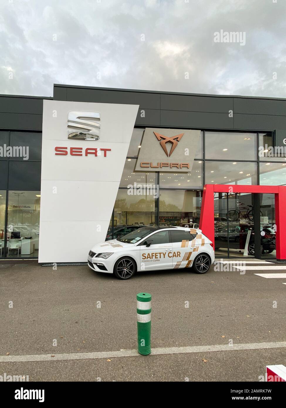 Paris, France - Oct 25, 2019: Front view of new luxury sport Seat Cupra ...